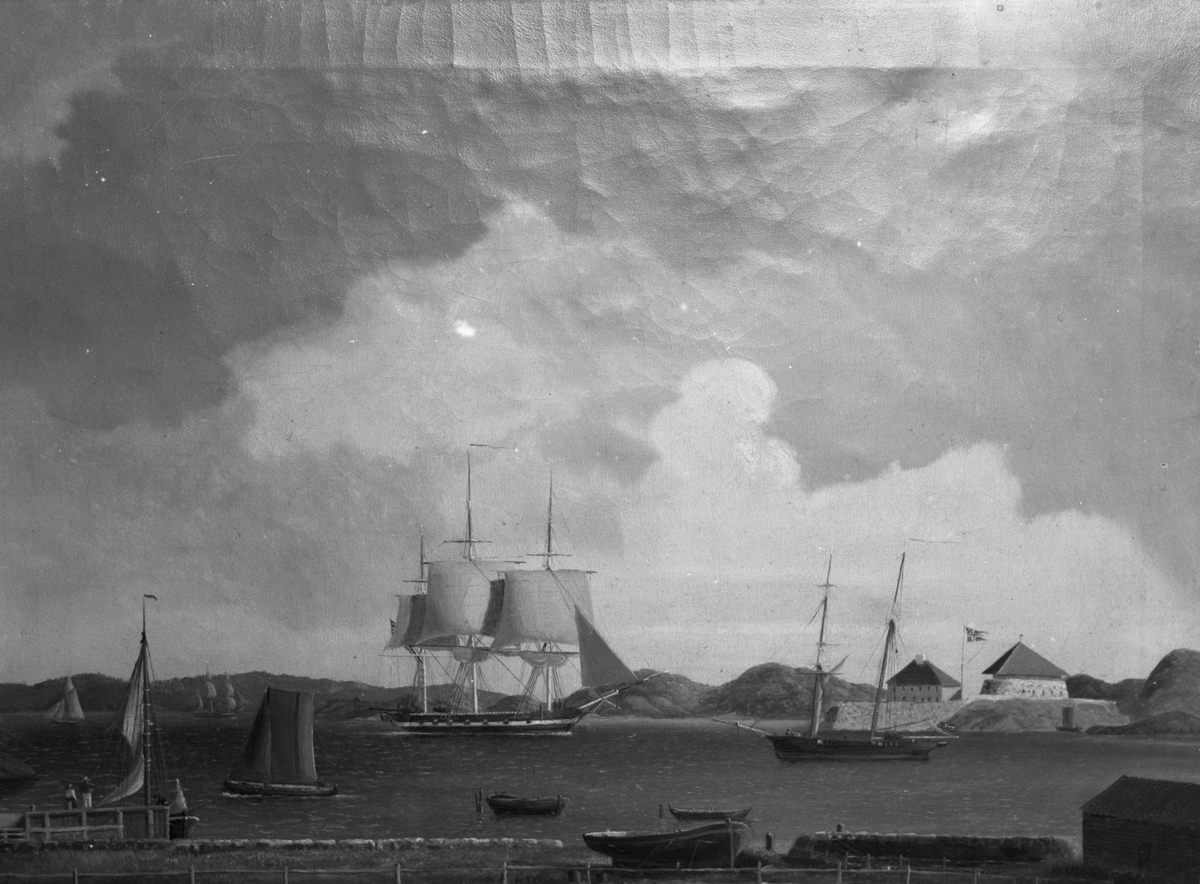 Foto av maleri: Orlogsmann i Øst-innløpet Stavern ca 1850 = Ingen ...