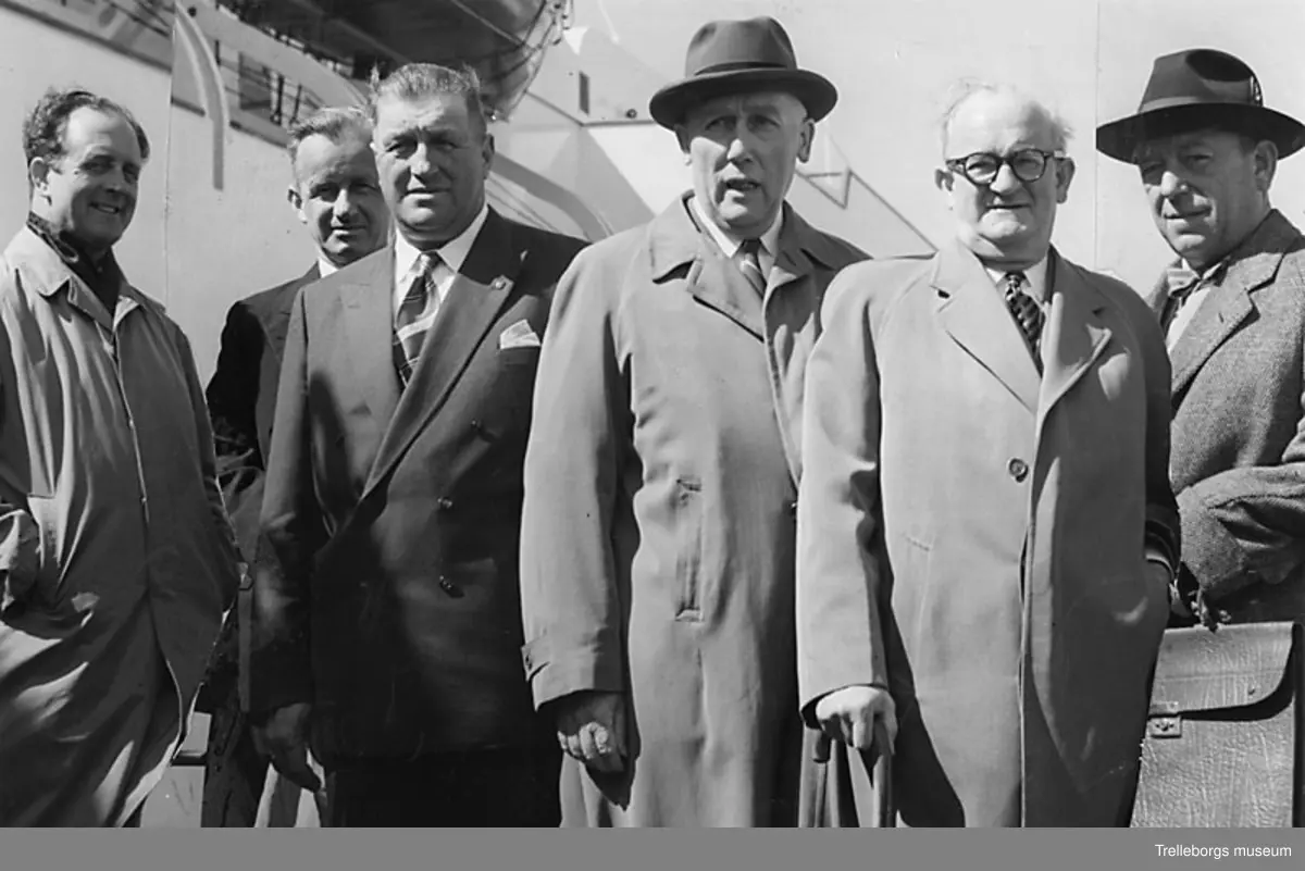 Sassnitzresenärer. Från vänster Agne Andersson, Folke Forsström, Nils P ...