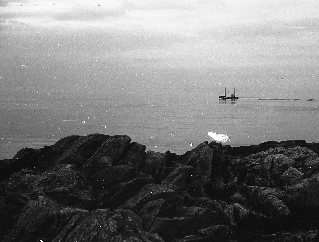 Haugnes by night 1953, fiskebåt i Andfjorden. -Museum Nord / DigitaltMuseum
