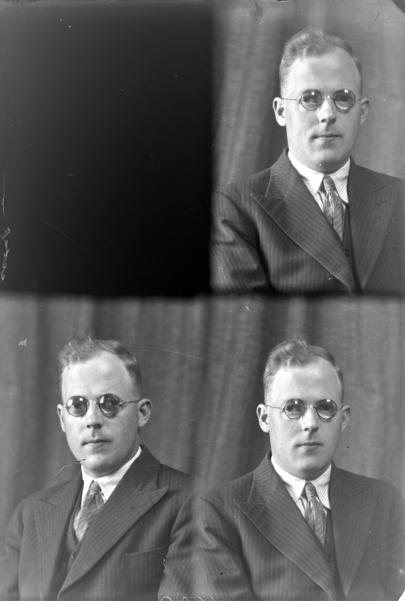 Portrett. Ung mann med briller. Bestilt av Hr. Mæland jr. Skibsreder ...