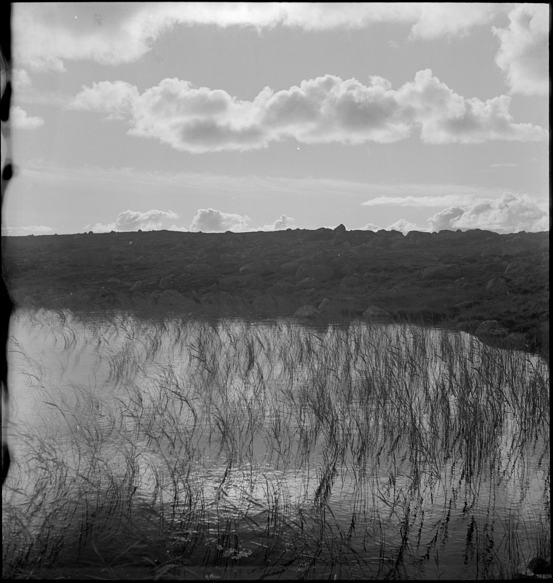 Et vann med siv og steinstrand på en hei. -Dalane Folkemuseum ...