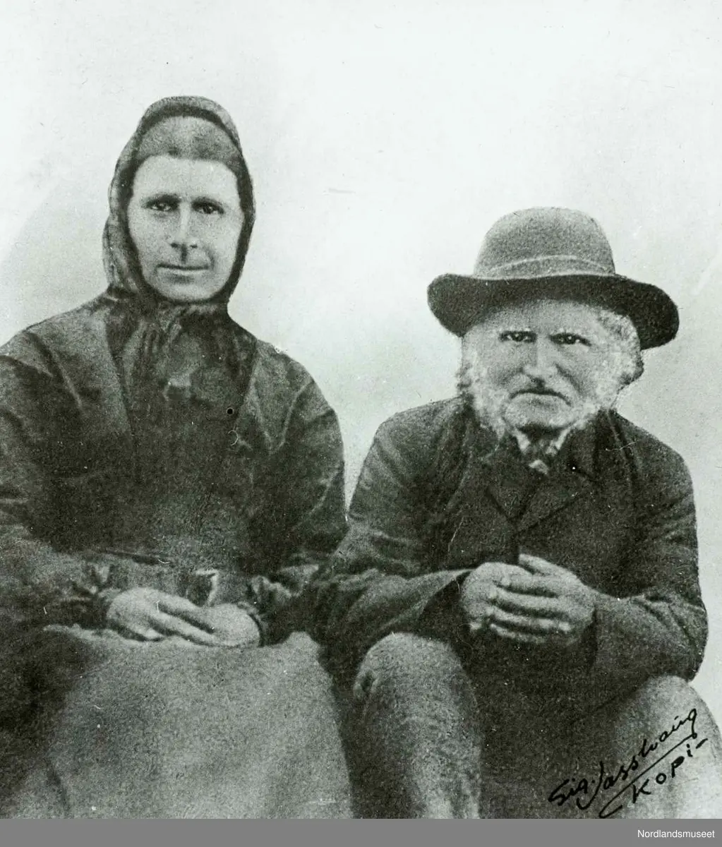 Mennesker. Portrett av Anders Larsen og hans andre kone, Berit ...