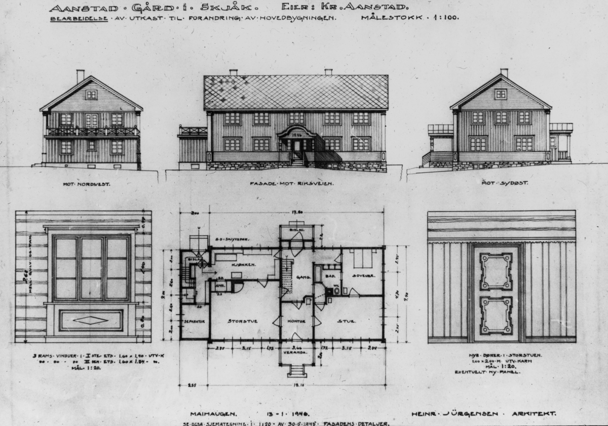 Arkitekt H. Jürgensens tegninger: Aanstad gård i Skjåk, bearbeidet ...
