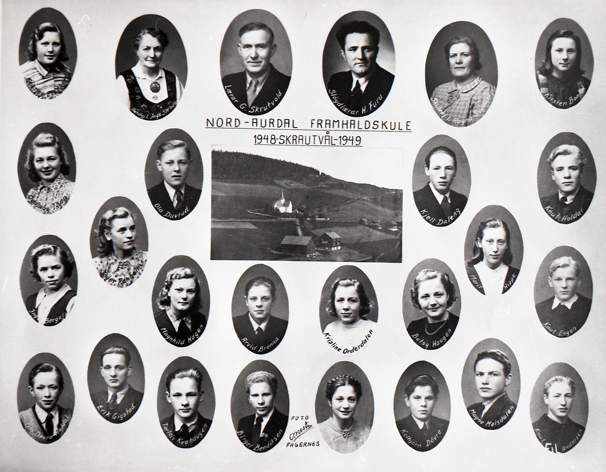 Nord-Aurdal Framhaldskule, Skrautvål, 1948-1949. Namn på bildet ... Nord-Aurdal Framhaldskule, Skrautvål, 1948-1949. Namn på bildet ...