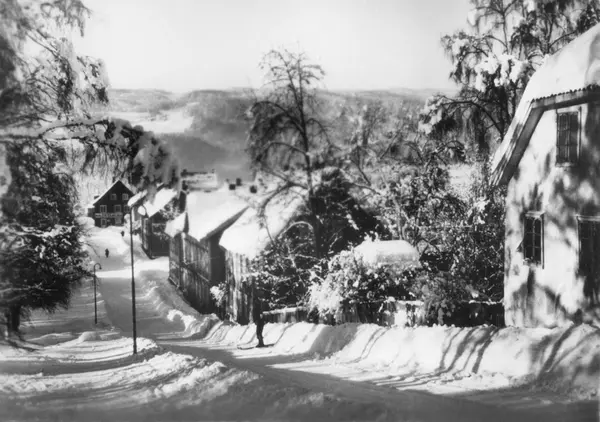 Langes gate sett fra Storgata, Lillehammer, vinter -Maihaugen ...