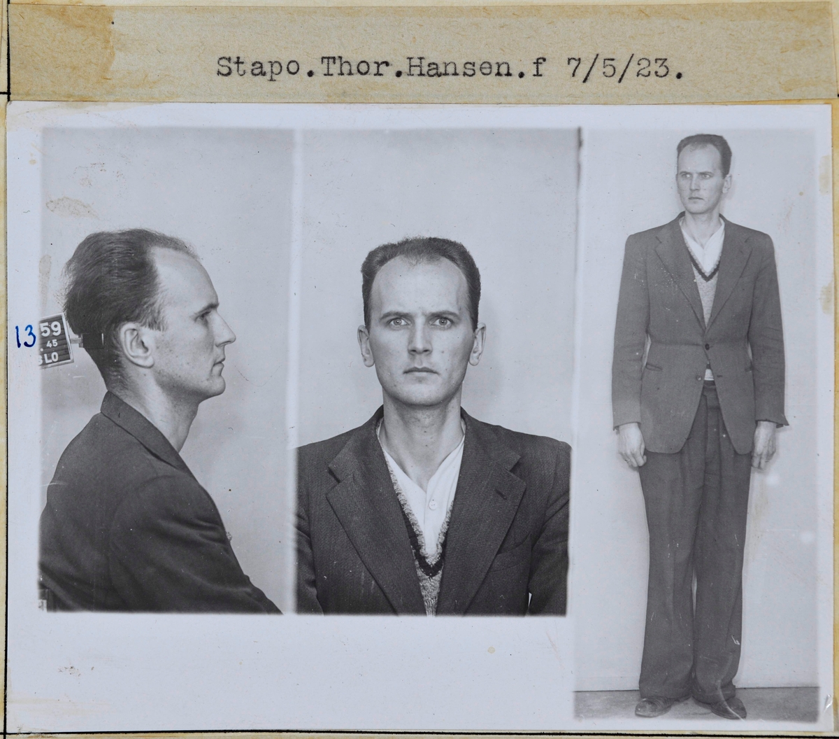 Forbryterportrett av stapo Thor Hansen -Justismuseet / DigitaltMuseum