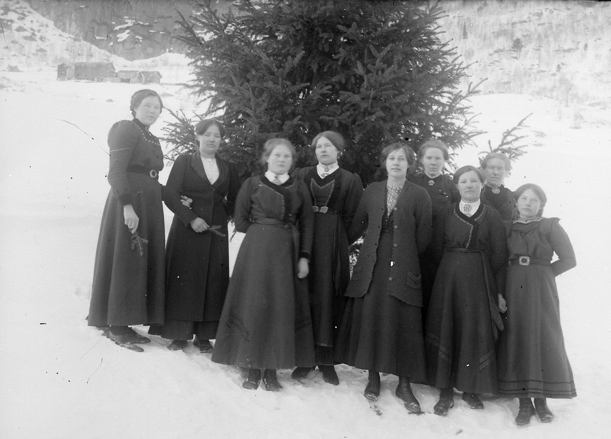 Fotoarkiv etter Aanund Edland. Utendørs portrett av Signe Gundvaldsjord ...