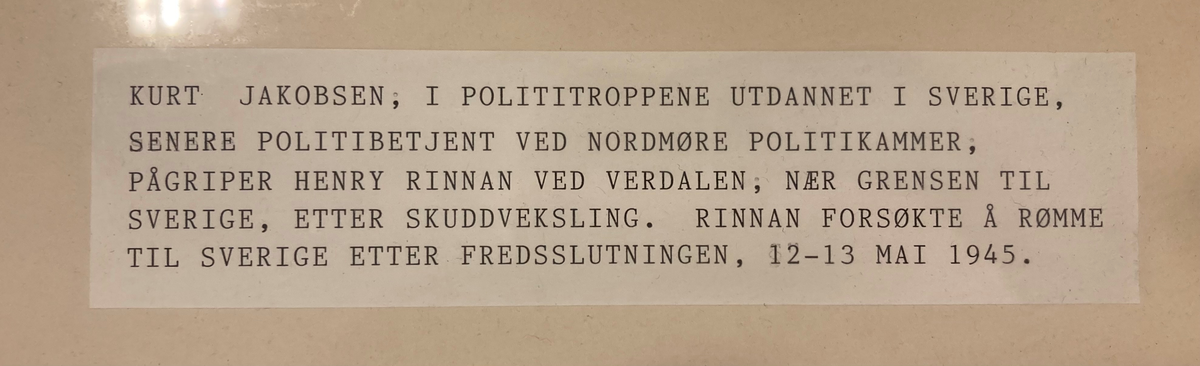 Pågripelsen av Henry Oliver Rinnan -Justismuseet / DigitaltMuseum