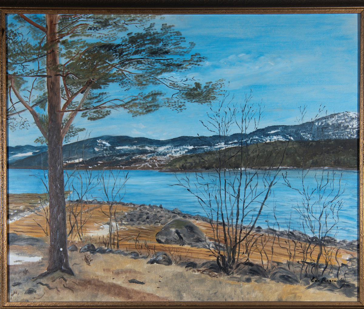 Oljemaleri på treplate. Maleri av Edvard Vangen (født Espa 16.8.1924 ...