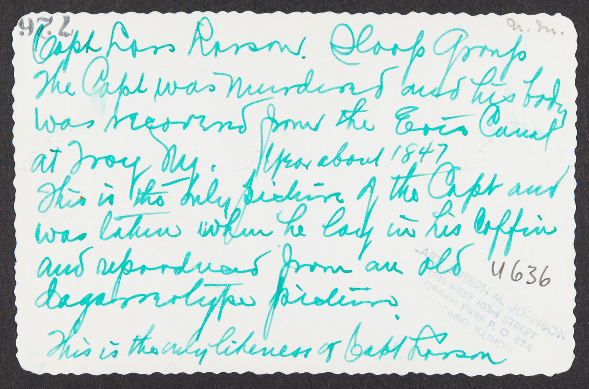 Kaptein Lars Larson. Sloop Granp The Capt was murdered and his body was ...