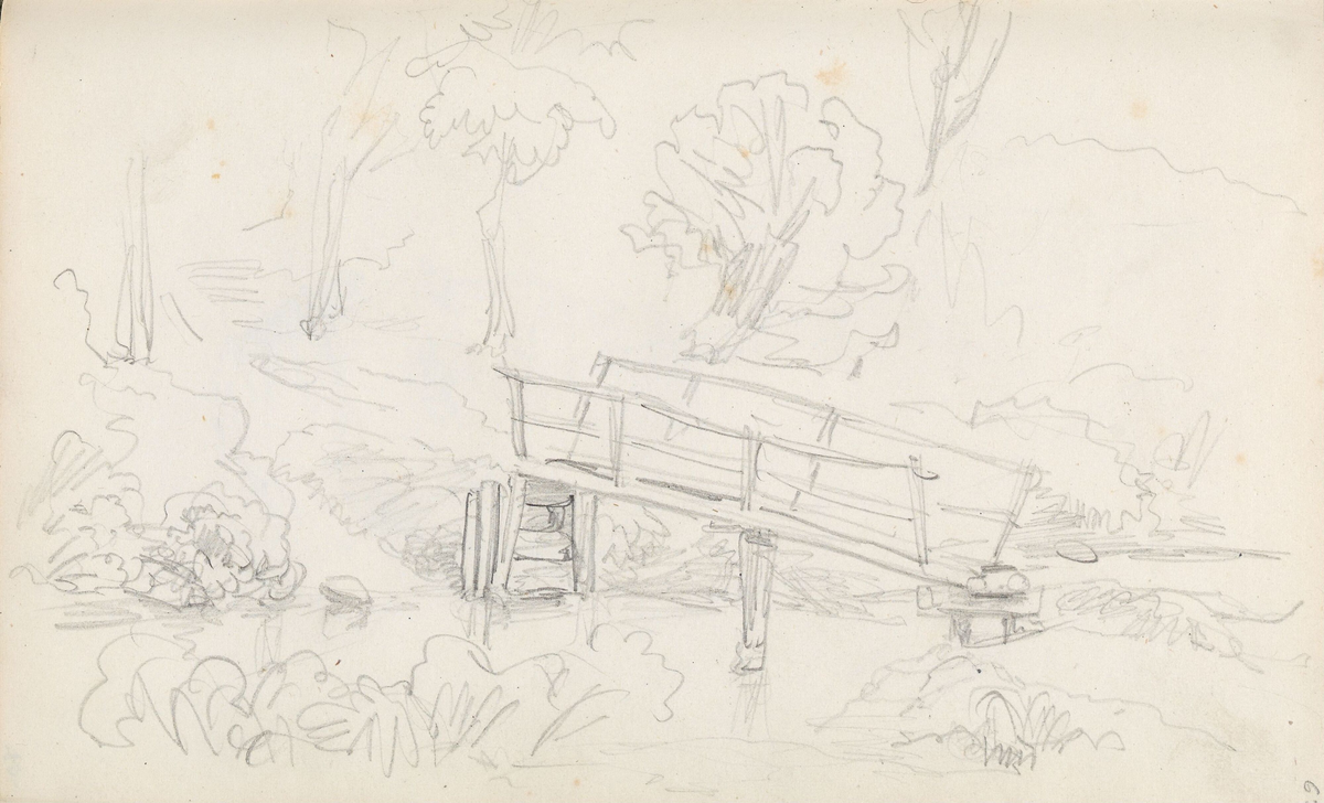 Bro over en liten elv [Tegning] -Nasjonalmuseet, billedkunstsamlingene ...