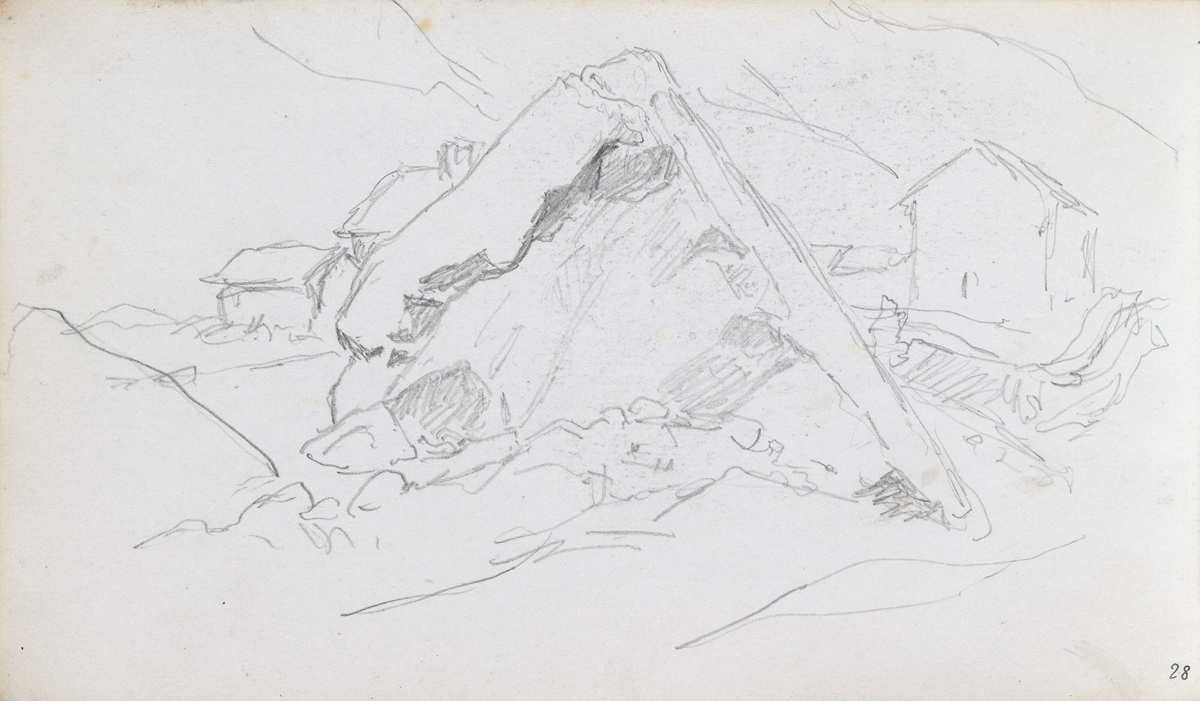 Landskap med stor stein [Tegning] -Nasjonalmuseet ...
