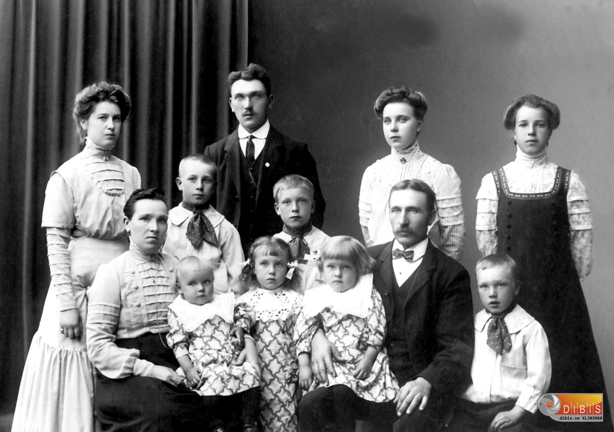 Familjen Otto Magnusson och Mathilda Magnusson Ljusne, år 1911. Främre ...