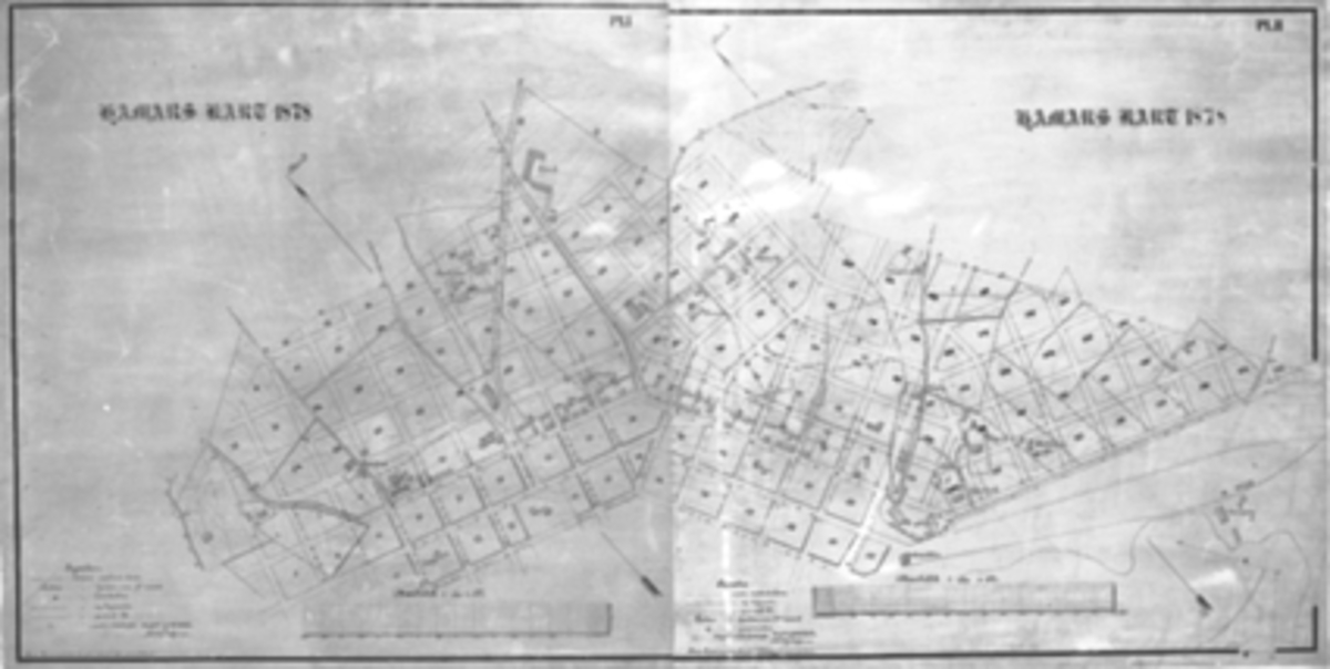 KART, HAMAR 1878 -Anno Domkirkeodden / DigitaltMuseum