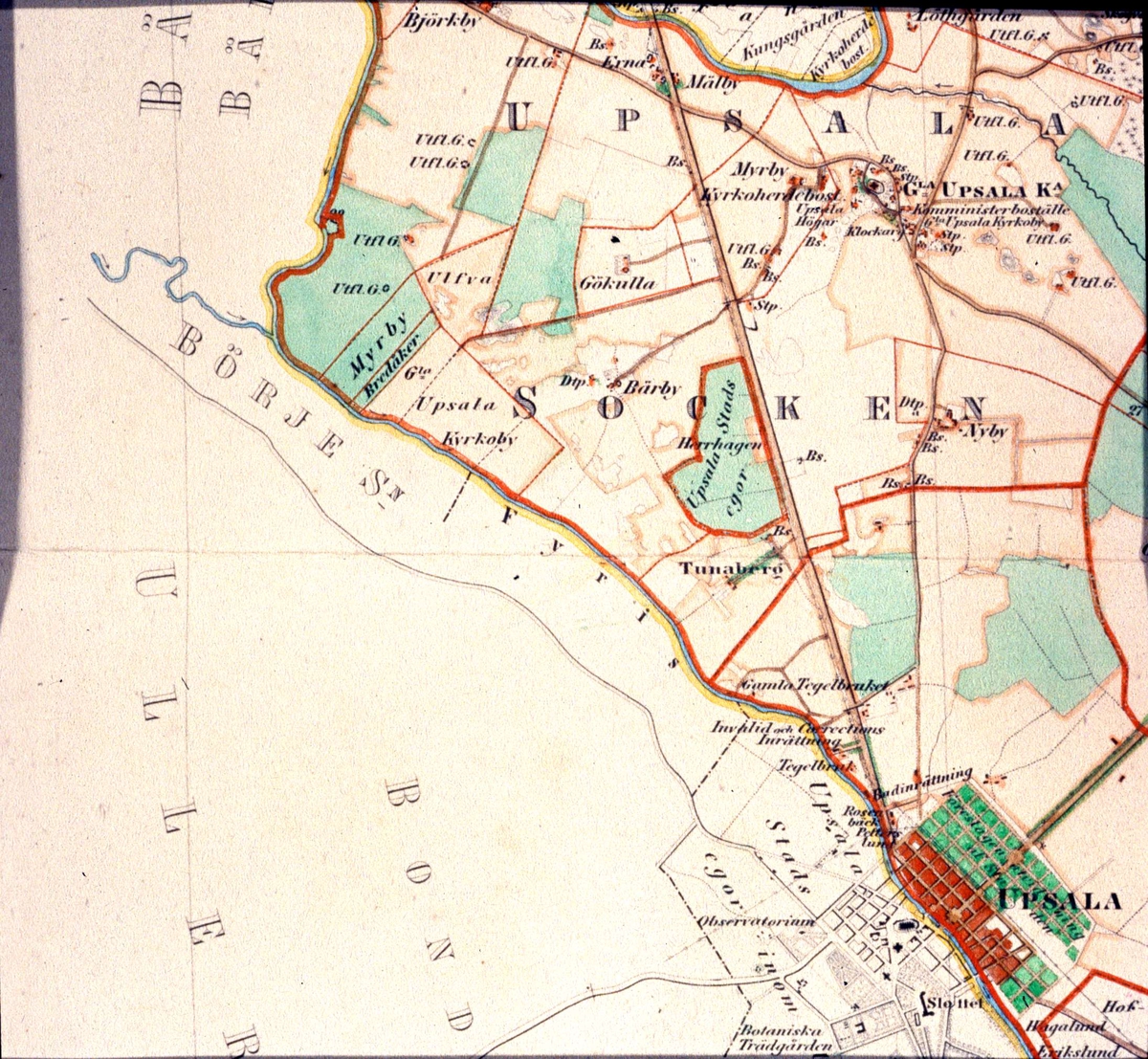 Karta över delar av Gamla Uppsala socken, Uppland -Upplandsmuseet ...