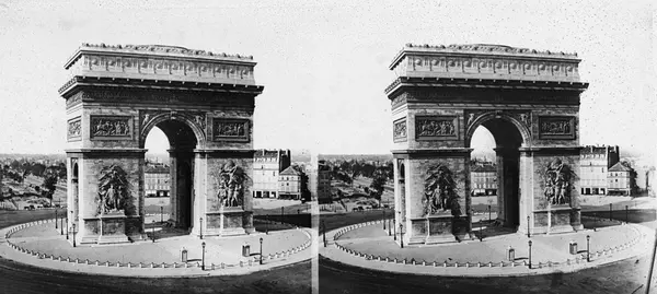 Stereobild. Elvira Rodin nr 14. Triumfbågen. -Tekniska museet ...