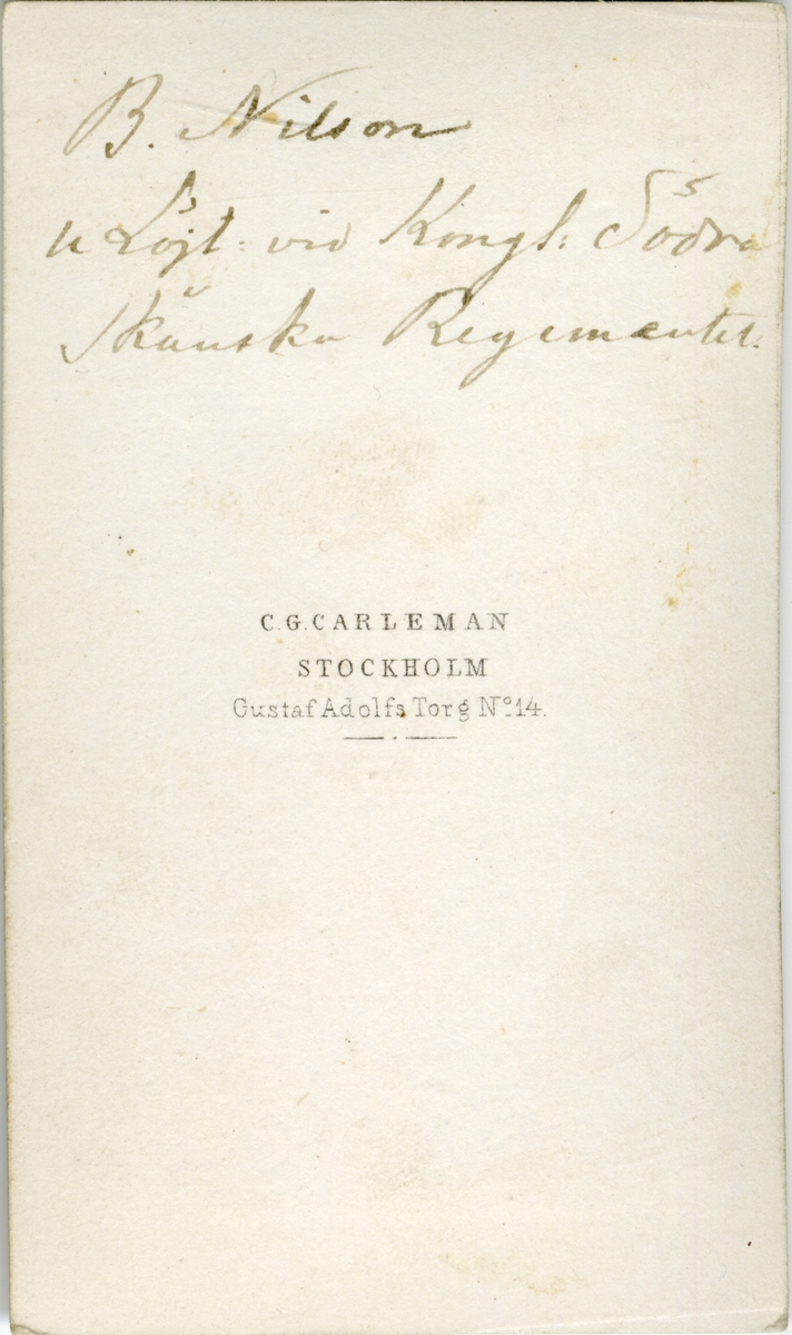 Porträtt av Elis Bernhard Adolf Nilsson, kapten vid Södra skånska ...