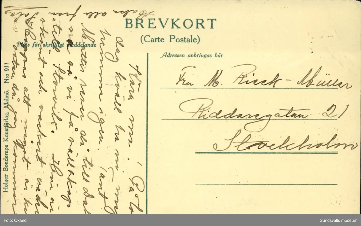 Vykort med motiv av forsen och bron över Ljungan i Matfors. -Sundsvalls ...