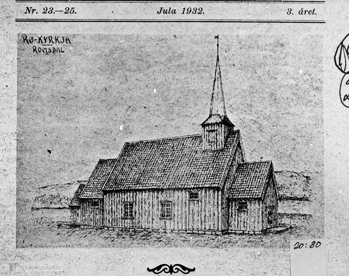 Stavkyrkja på Rød, rekonstruert av Ola Hola og Olav Rekdal i 1932 ...