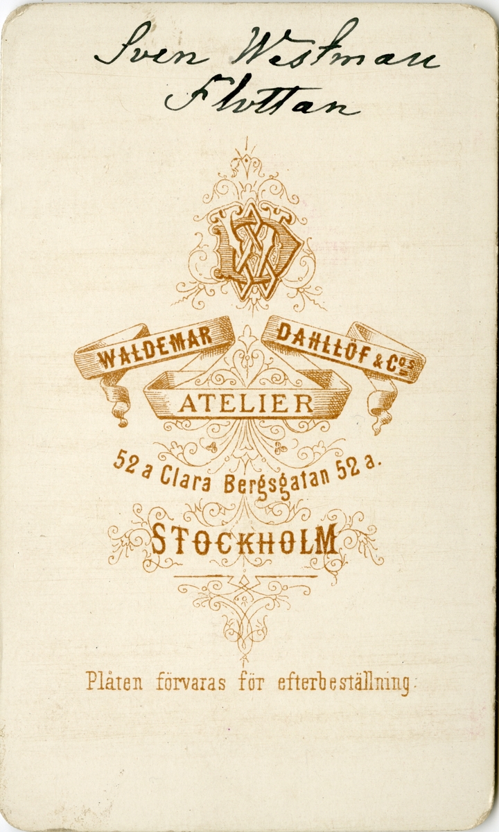 Porträtt av Sven Gustaf Westman, underlöjtnant vid Flottan. -Armémuseum ...