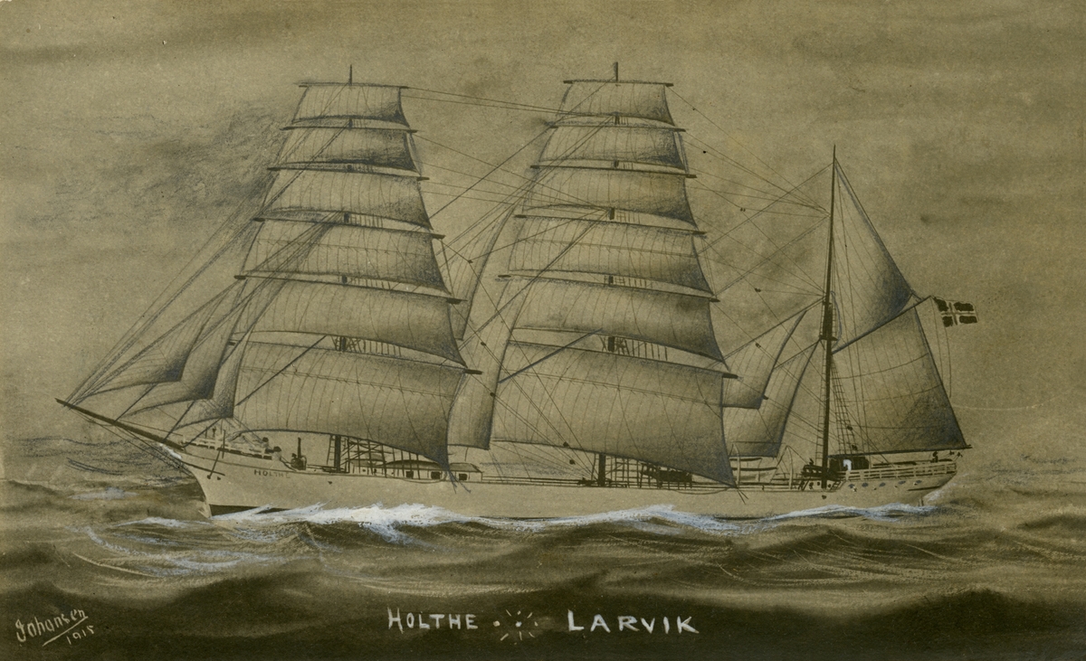 Bark 'Holthe' (ex britisk 'Bankburn')(b.1890, Grangemouth Dockyard Co ...