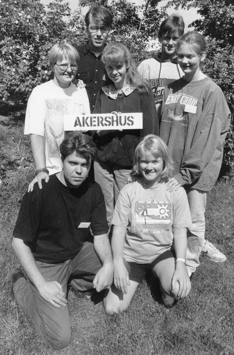 Gruppebilde av representanter fra Akershus på KrFU landsmøte. Øverst ...