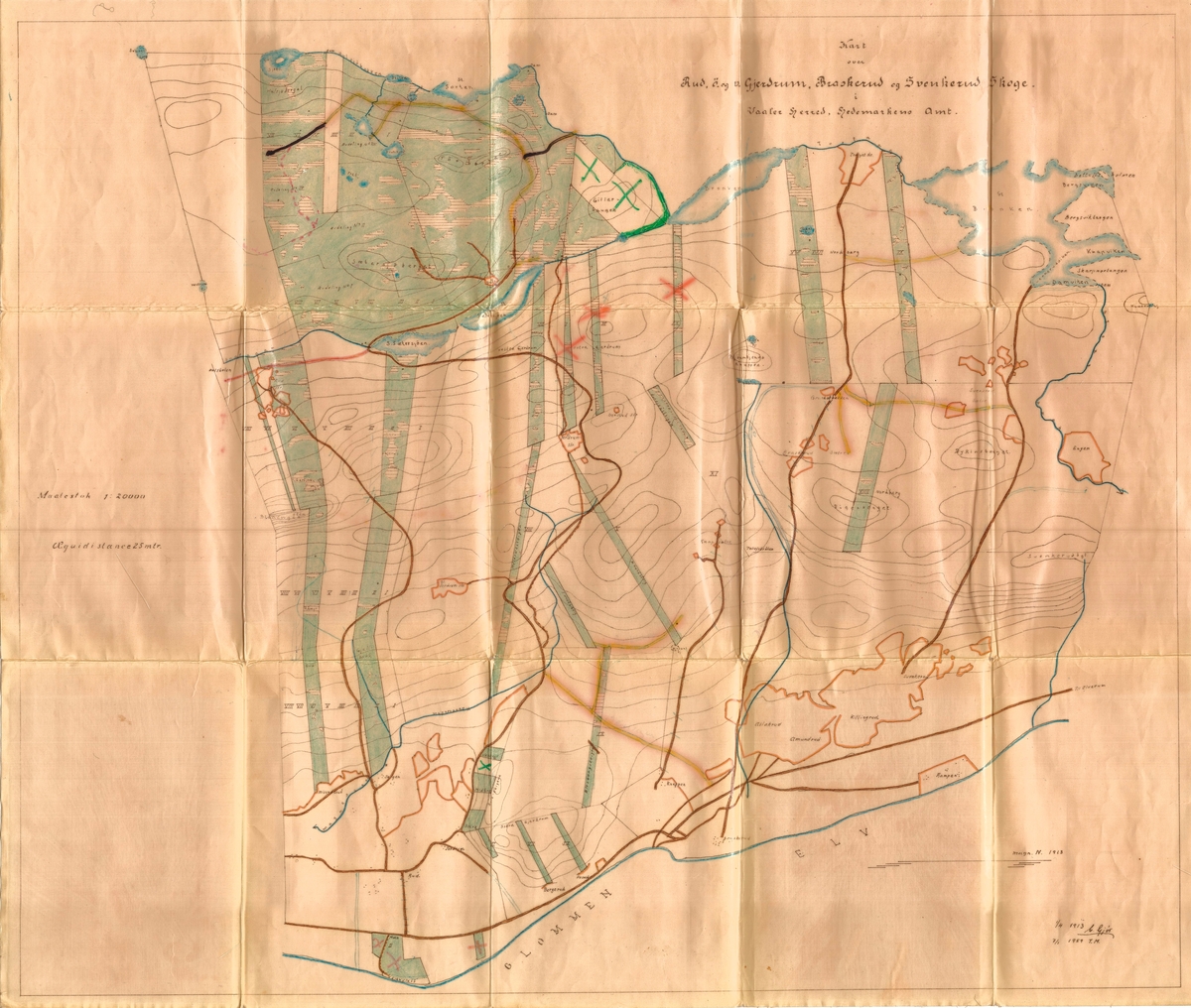 Kart over Rudskogen (Rud skog), østre og vestre Gjerdrum, Braskerud og ...