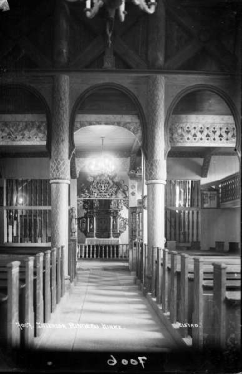 Ringebu. Intriør Ringebu stavkirke. -Maihaugen / DigitaltMuseum