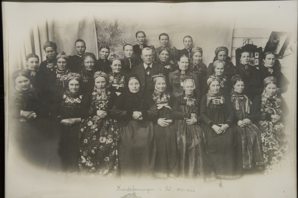 Kvindeforeningen i Gol 1890-1900. 1 rekkje frå h. Ragnhild Amundsli ...